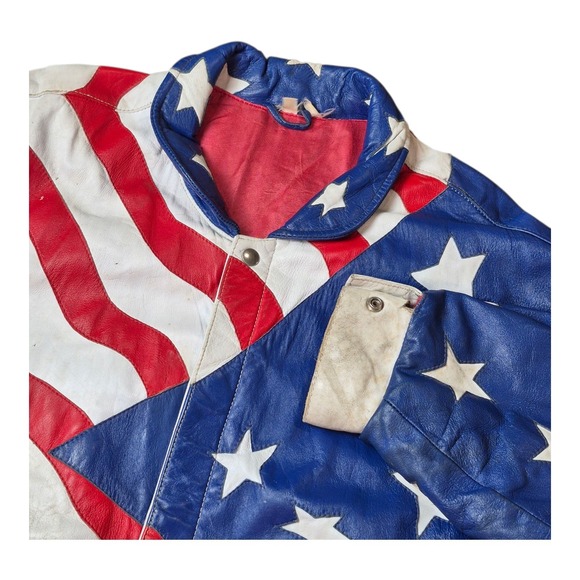 Jackets & Coats | Vtg Freedom Without Fear Eagle American Flag Leather ...